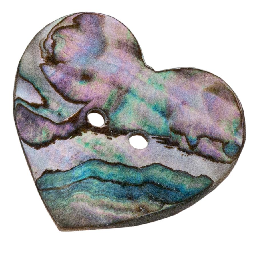 Abalone Heart Discs - 2 Hole 2 1/2" | Crazy Crow Trading Post