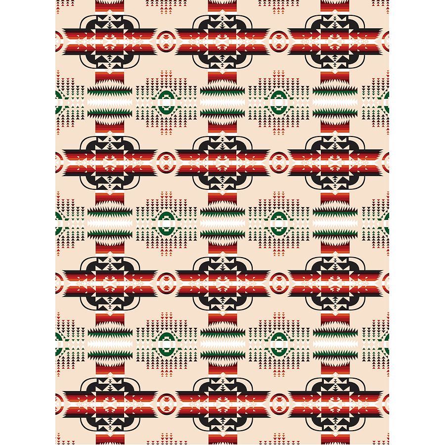 Native American Fleece Blankets - Ivory Heritage Pattern