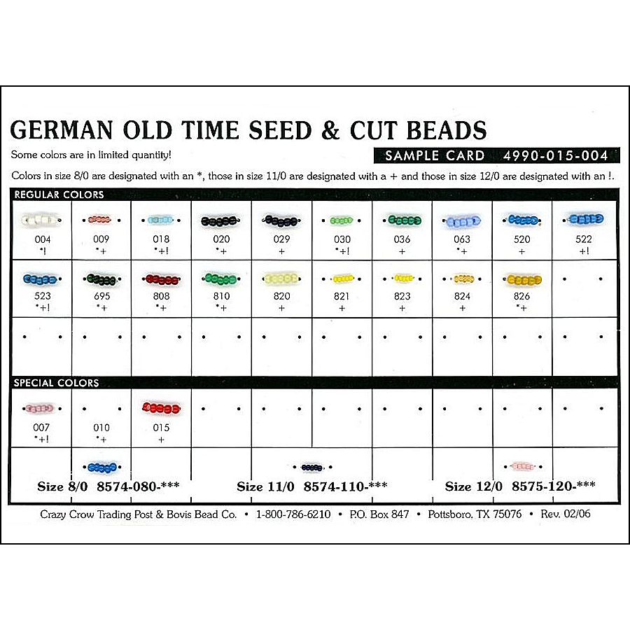 Sample Card: German Seed Beads | Crazy Crow Trading Post