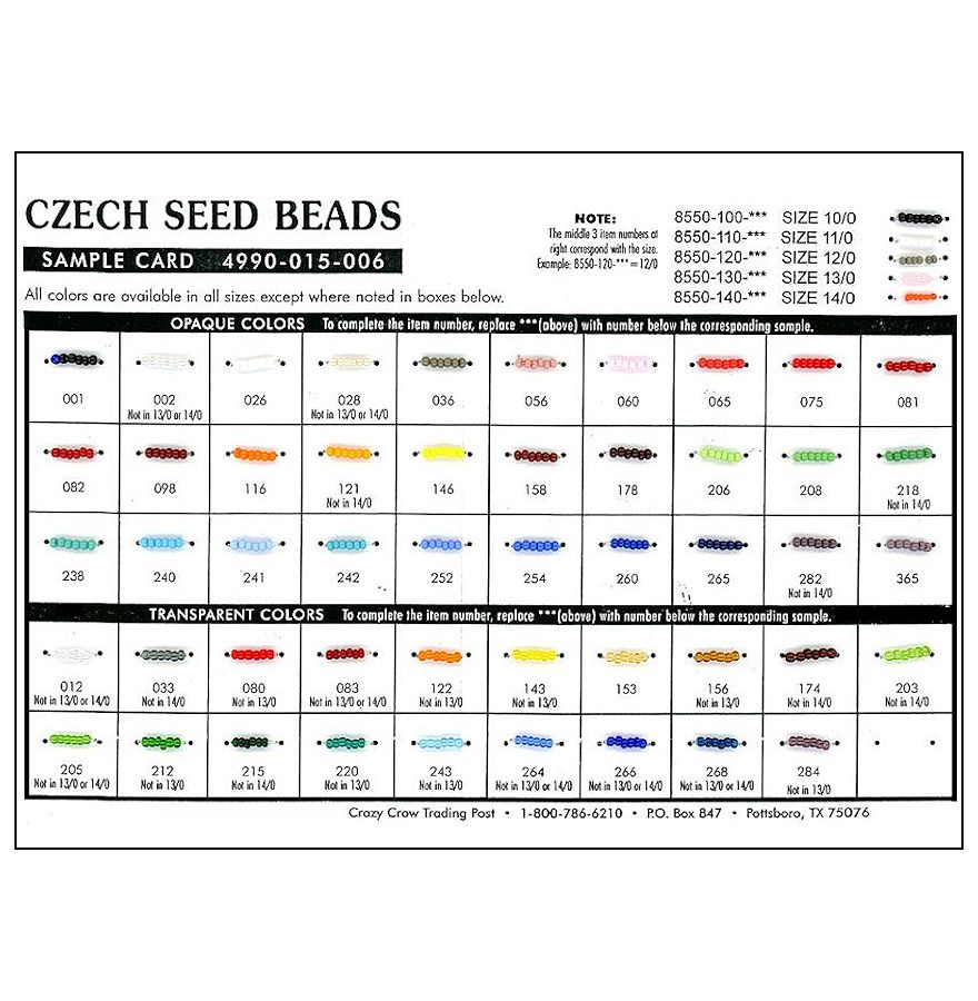 Sample Card: Czech Seed Beads | Crazy Crow Trading Post