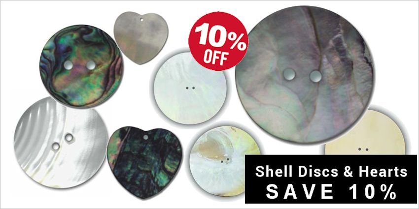 Shell Discs: Pink Conch, Abalone, Mother of Pearl, Melon, Brown Lip ...