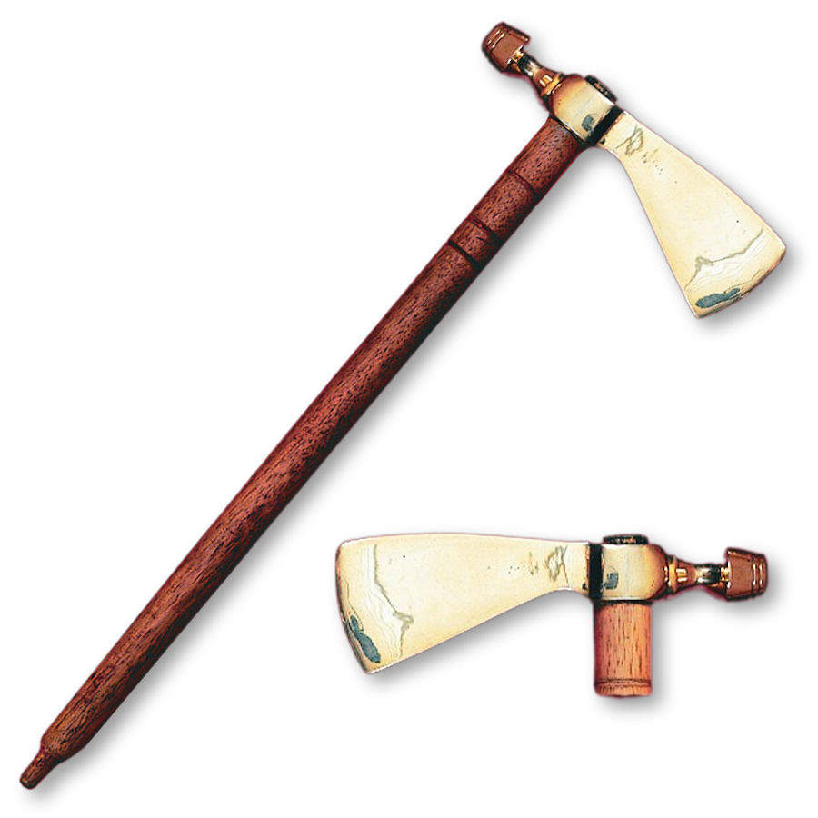 Polished Brass French Trader Smoking Hawk | Crazy Crow Trading Post