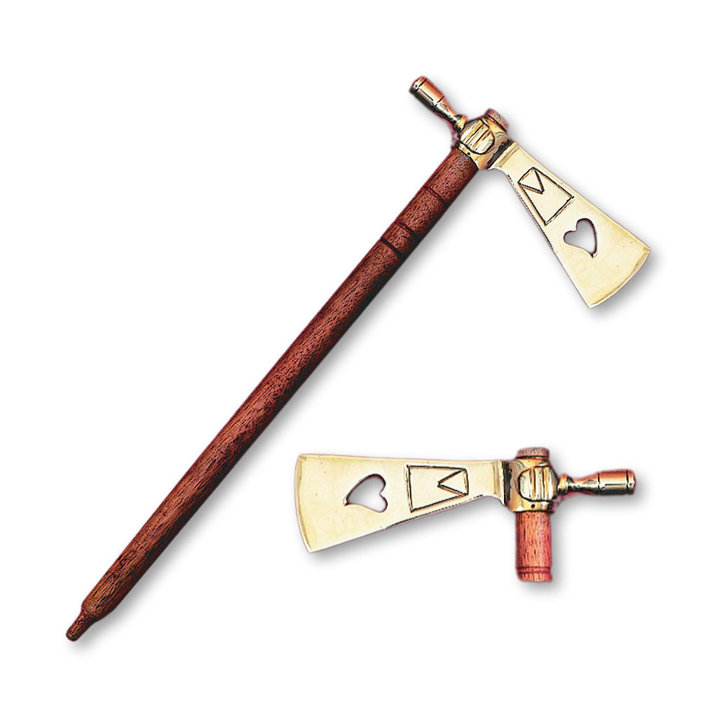 Polished Brass Smoking Hawk, Sioux Style w/Pierced Weeping Heart ...