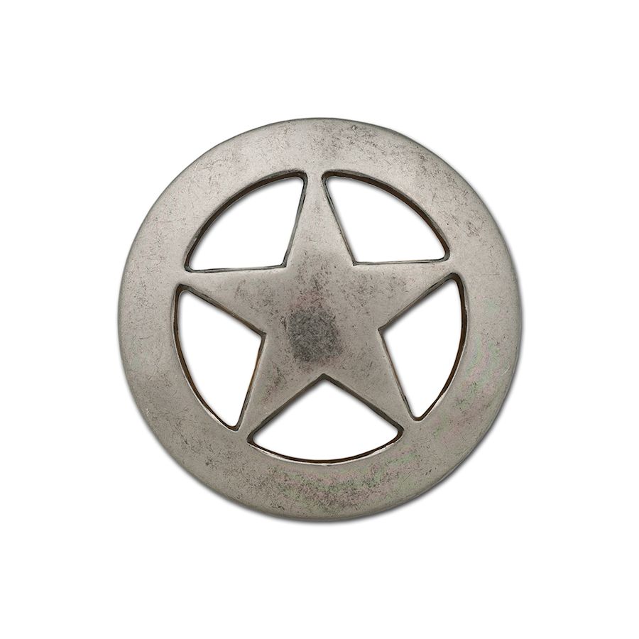 Crazy Crow Trading Post: Ranger Star Conchos - Plain Silver Star 1-1/8"