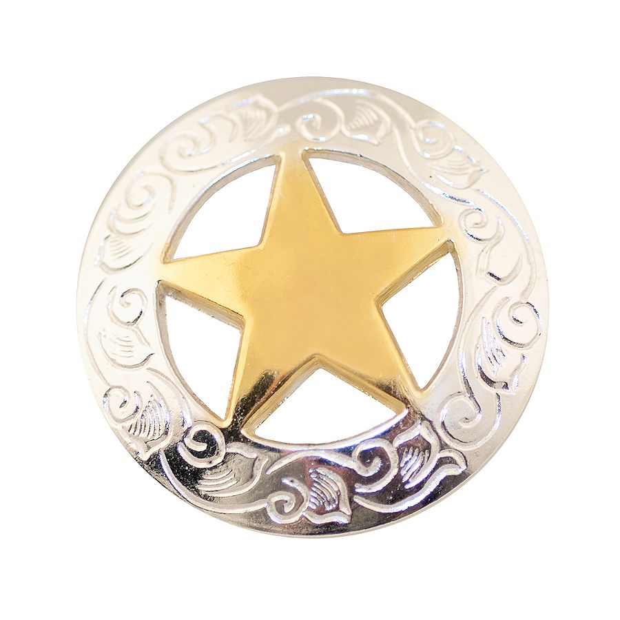 Ranger Star Conchos- Gold Star, 1-1/8" | Crazy Crow Trading Post