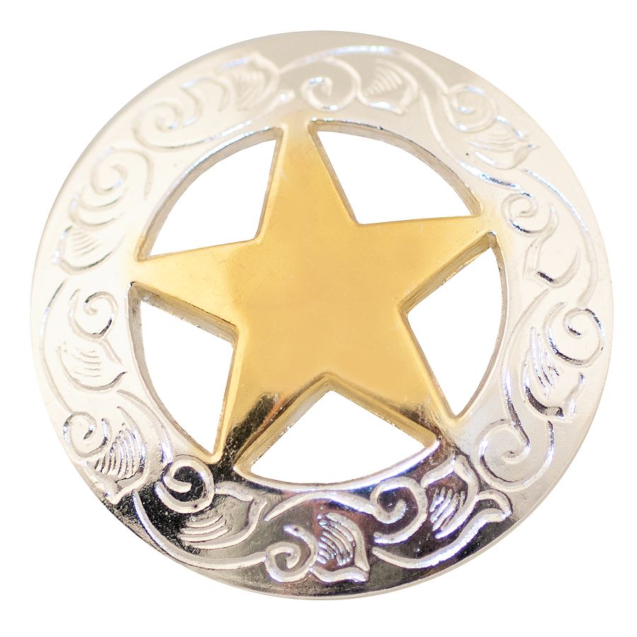 Ranger Star Conchos- Gold Star, 1-1/2" | Crazy Crow Trading Post