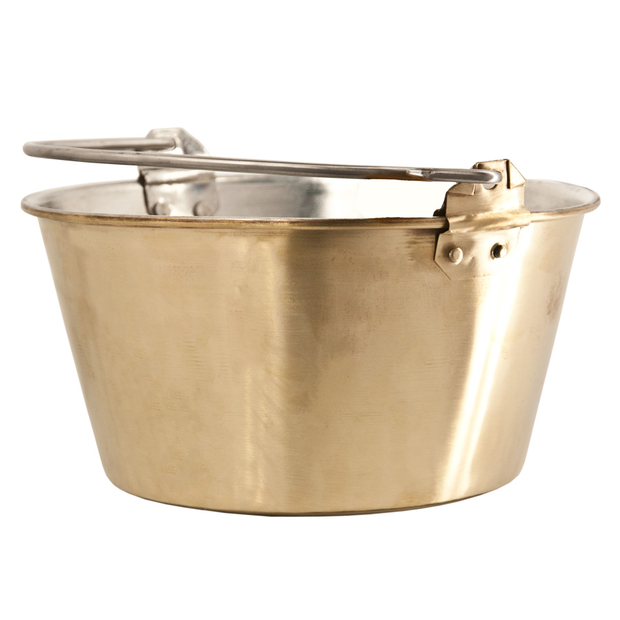 18TH Century Brass Kettle - 1 Gallon, Tin Lined 7.5" x 4.5"