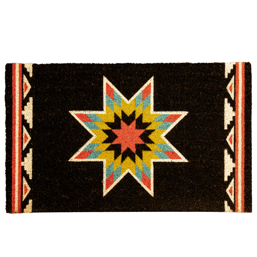Native American Design Black Sioux Star Doormat | Native American Style ...