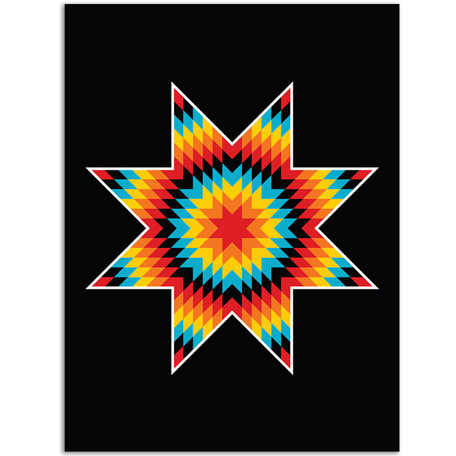Native American Fleece Blanket - Black Sioux Star Fleece Blanket by ...