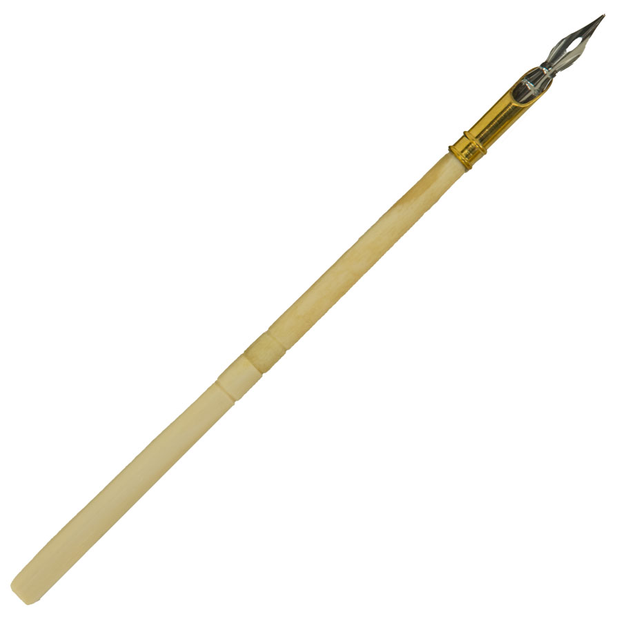 Plain Bone Colonial Pen with Metal Nib | Crazy Crow Trading Post