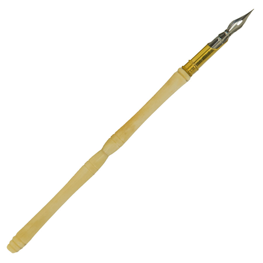 Plain Bone Colonial Pen with Metal Nib | Crazy Crow Trading Post