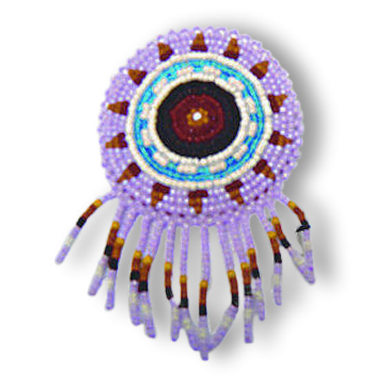 Beaded Round Barrette w/ Fringe - 2-1/2" | Crazy Crow Trading Post