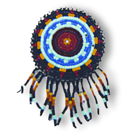 Beaded Round Barrette w/ Fringe - 2-1/2" | Crazy Crow Trading Post