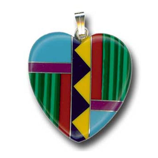 Inlay Heart Pendant - 30x30mm | Jewelry Pendants | Crazy Crow Trading Post