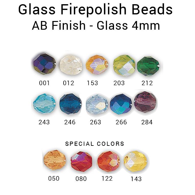 Glass Fire Polish Beads - 4mm AB Finish | Crazy Crow Trading Post