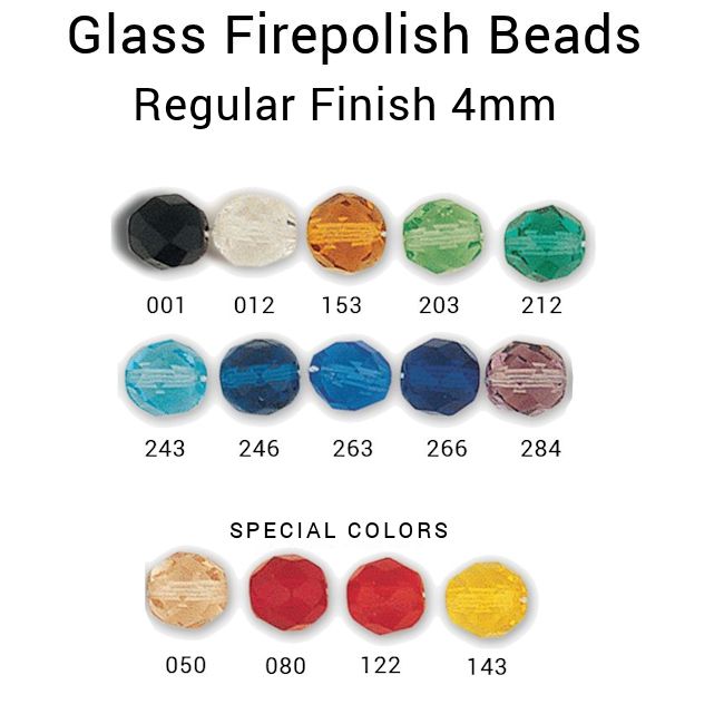 4mm Glass Firepolish Beads- Glass Fire Polish Regular Finish
