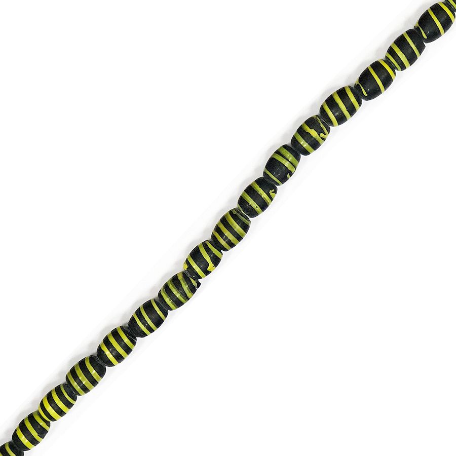 Crazy Crow Trading Post: Reproduction Bumble Bee Stripe Trade Beads 17x11mm