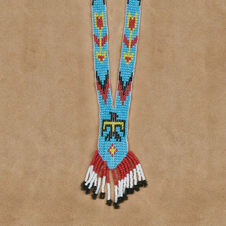 Beaded Necklace, Thunderbird w/Fringe 15"x1-1/8" | Crazy Crow Trading Post