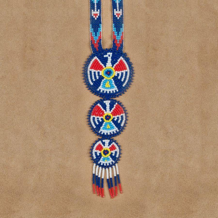 Beaded Rosette Necklace, Triple w/Fringe | Crazy Crow Trading Post