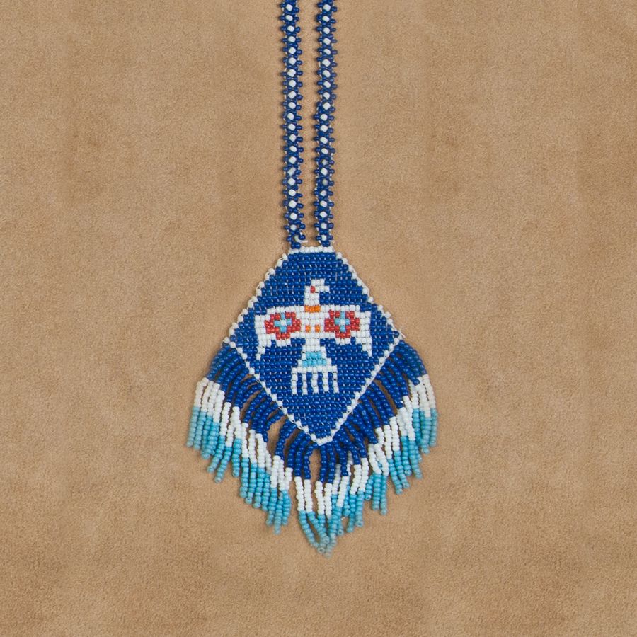 Beaded Necklace w/Fringe, Thunderbird | Crazy Crow Trading Post