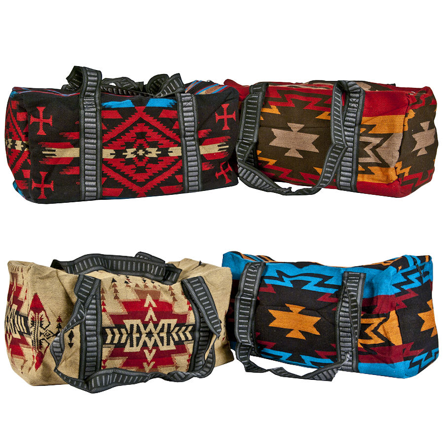 Weekender Duffle Bags - Acrylic Jacquard Weave - Native American Design
