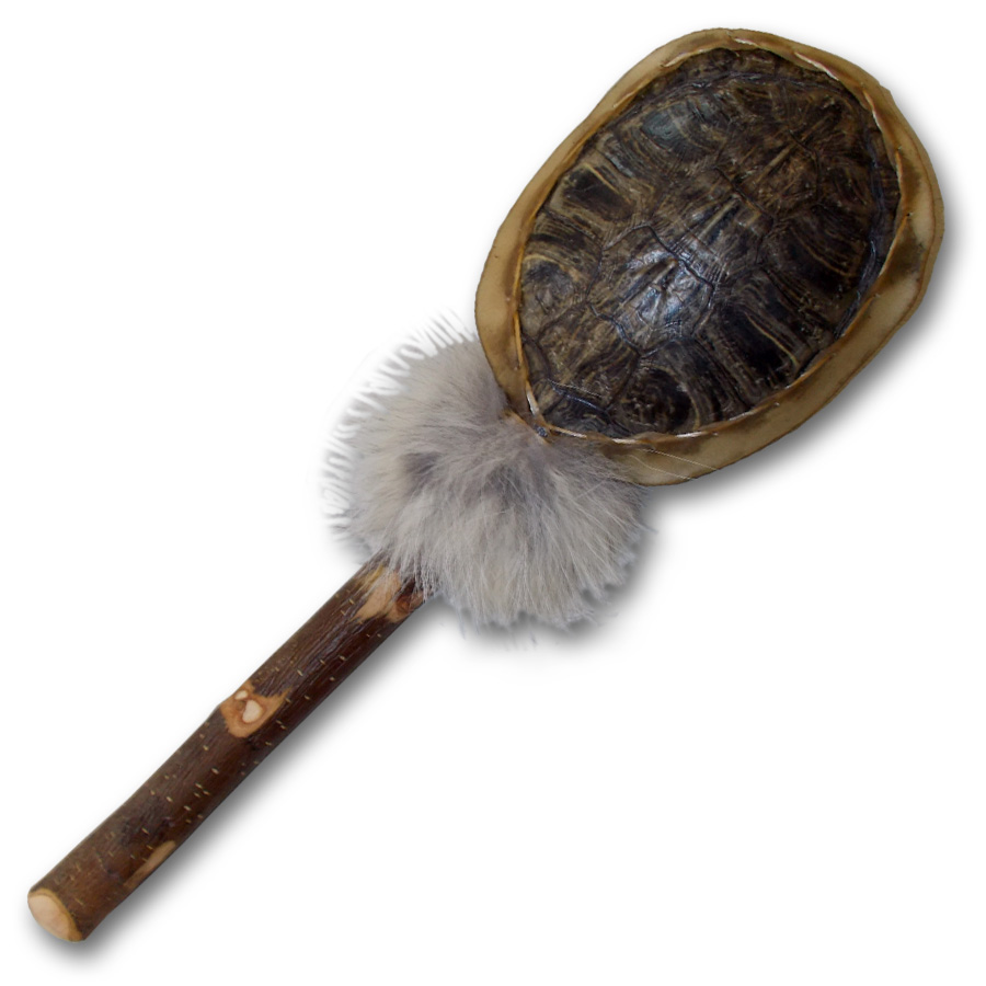 Turtle Shell Rattle With Fur | Crazy Crow Trading Post