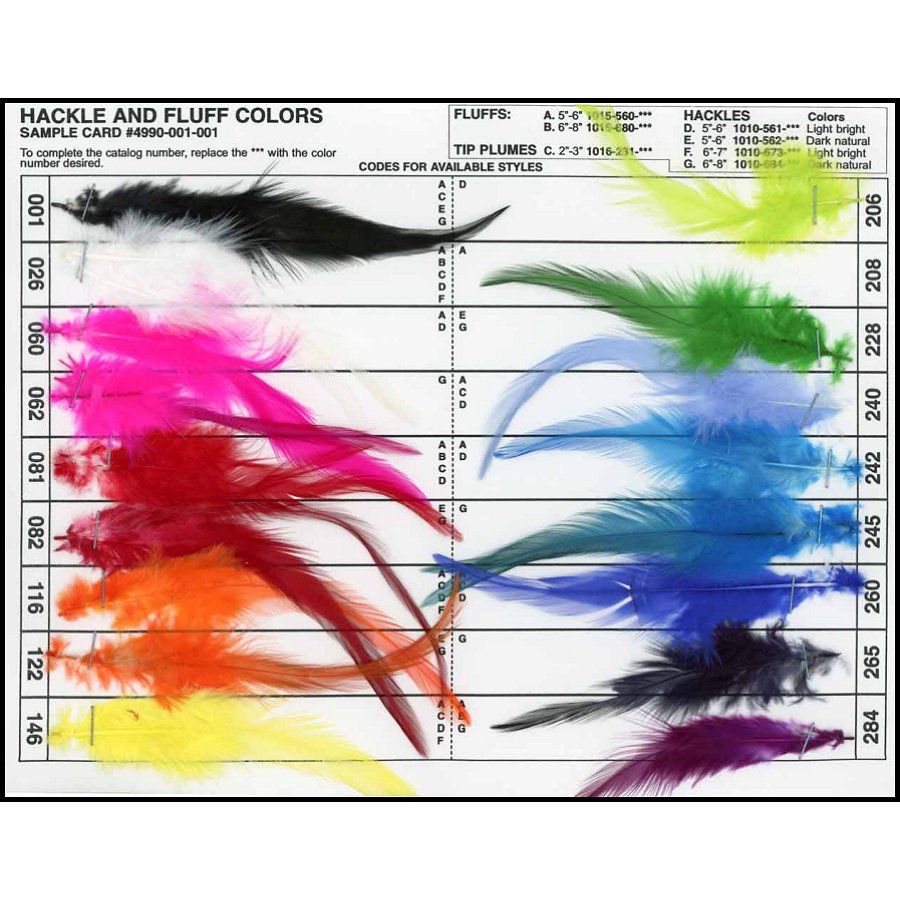 Hackles Sample Card | Feather Craft Supplies | Crazy Crow Trading Post