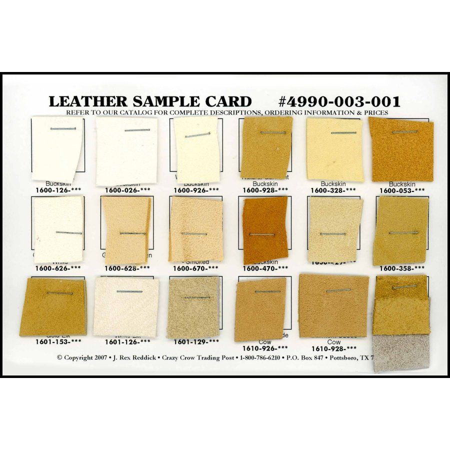 Leather Sample Card | Leather Craft Supplies | Crazy Crow Trading Post